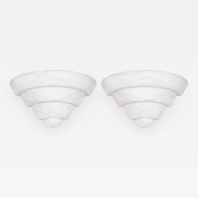Pair of Sophisticated Art Deco Skyscraper Style Alabaster Sconces