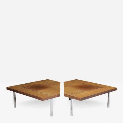 Pair of interchangeable Wood & Chrome Coffee Tables