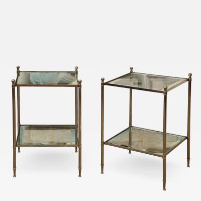 Pair of two-tiered silver gilt side tables