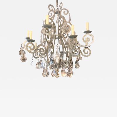 Paul Ferrante - Paul Ferrante Silver Metal & French Crystal Chandelier