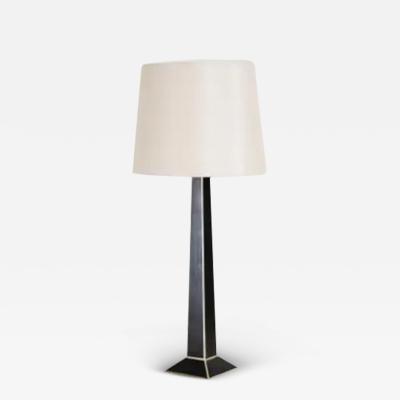 Robert Kuo - Black Lacquer Obelisk Table Lamp w/ White Bronze by Robert ...