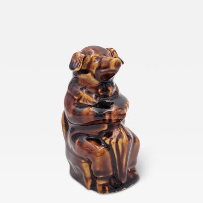 Rockingham Brown Treacle Glazed Ceramic Bank, England circa 1950