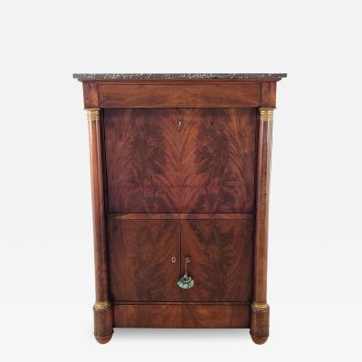 Secretary Abattant in Well-Figured Mahogany with Marble Top, France ...