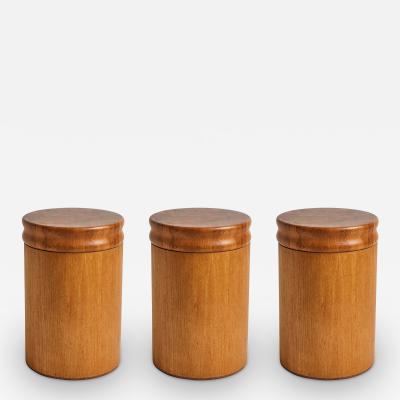 Set of 3 1960s California Handcrafted Wood Storage Side Tables