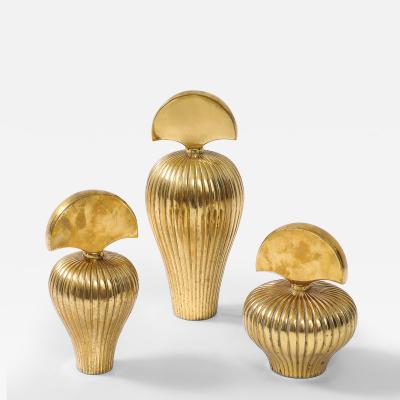Set of 3 Decorative French 1950's Fluted Bottles