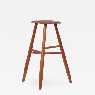 Signed Wooden Studio Bar Stool by an American Craftsmen, 1984, US