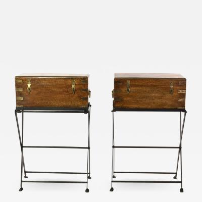 Teak & Brass Campaign Boxes, Anglo Indian Circa 1880, On Later Stands.