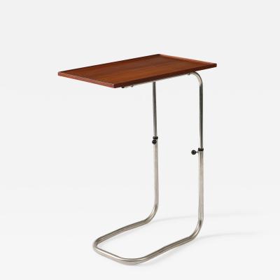 Teak and Metal Adjustable Side Table, Denmark, 1950s