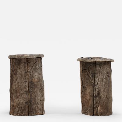 Wabi Sabi Pair of Bee Hive Stools - 19th Century