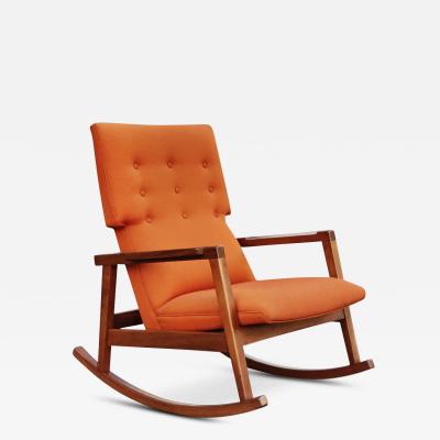 Walnut and Persimmon Ducale Wool Fabric Rocking Chair by Design within ...