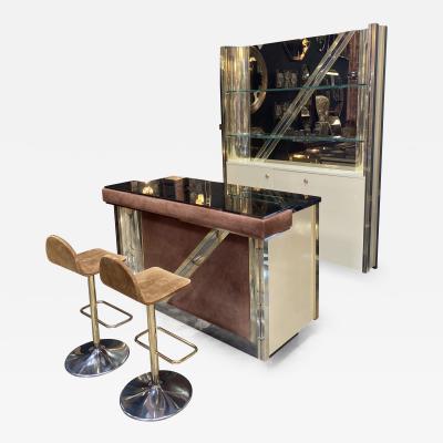 Willy Rizzo - 1980s Italian Dry Bar in Chrome and Brass Attributed to ...