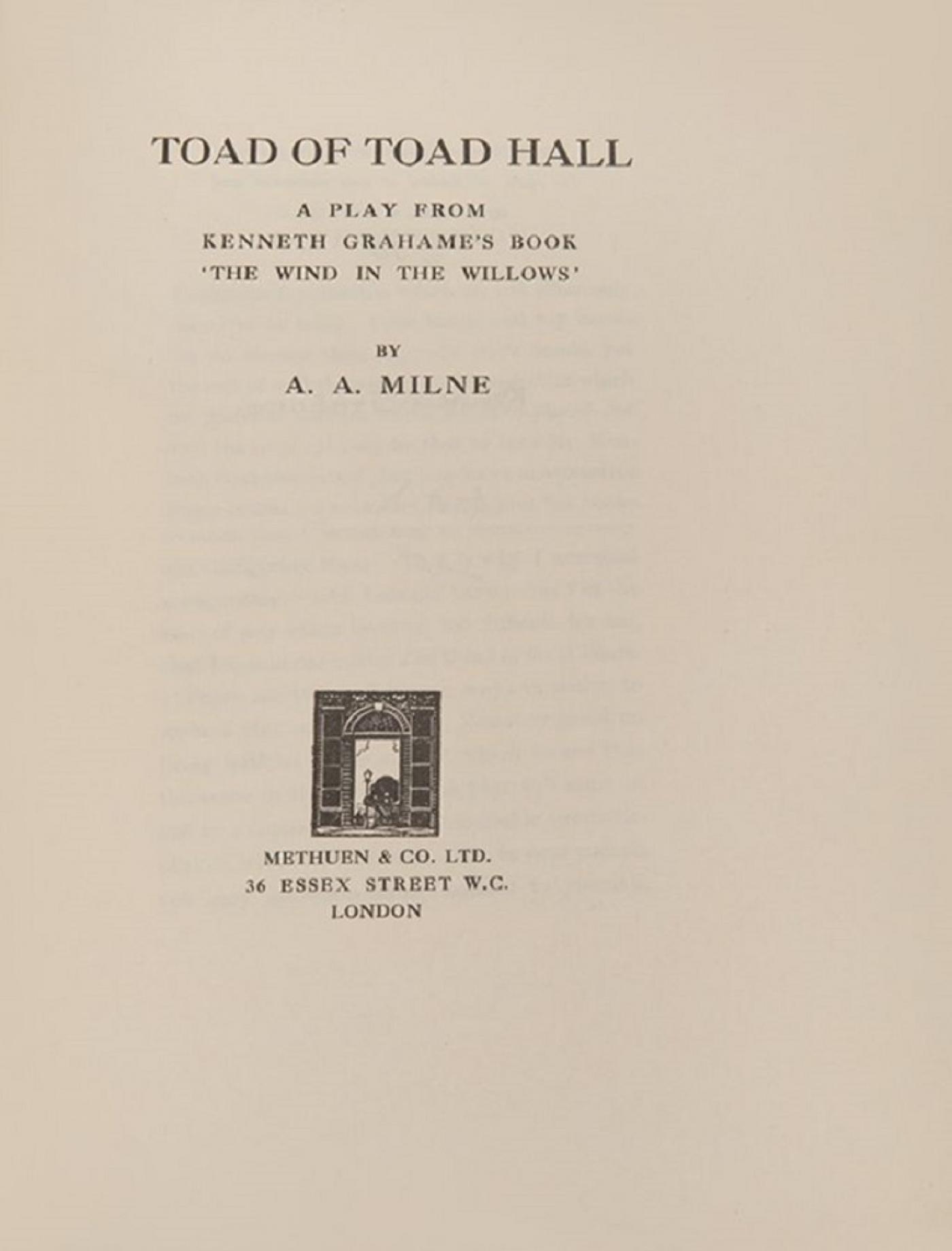 A.A Milne - Toad of Toad Hall. by A.A Milne