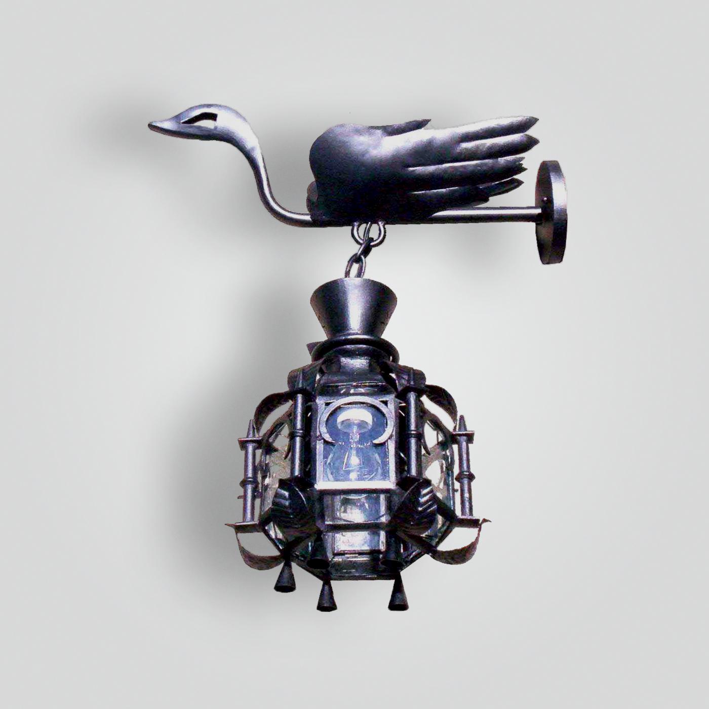 ADG Lighting - Forged swan lantern on forged arm