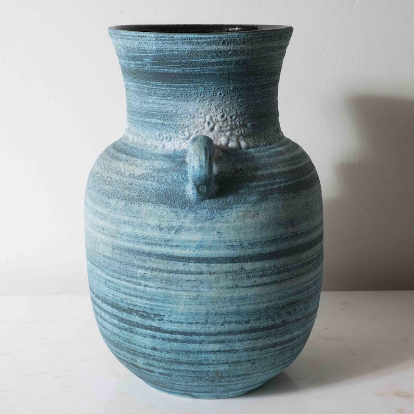 Accolay Pottery - Large Indigo Ceramic Vase by Accolay, Signed, France ...