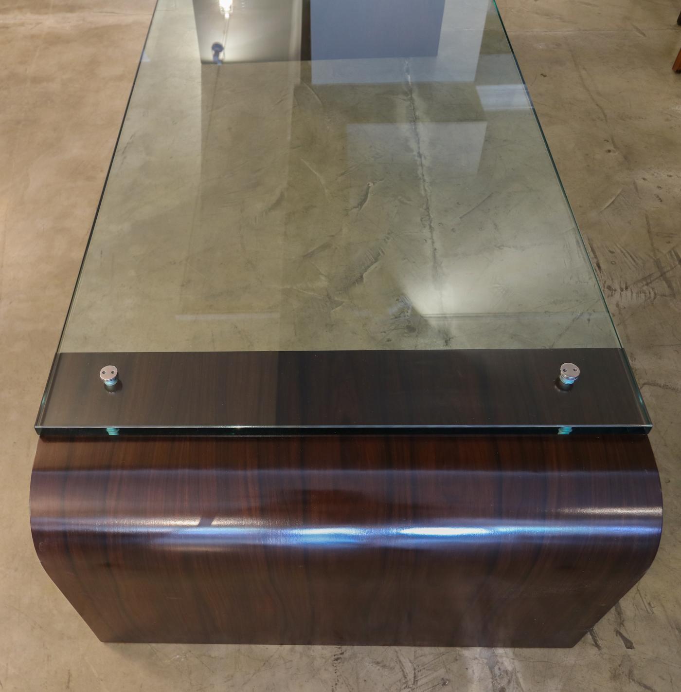 Adesso Studio - Custom Large Rectangular Rosewood and Glass Coffee Table