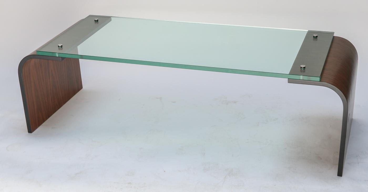 Adesso Studio - Custom Rectangular Rosewood and Glass Coffee Table