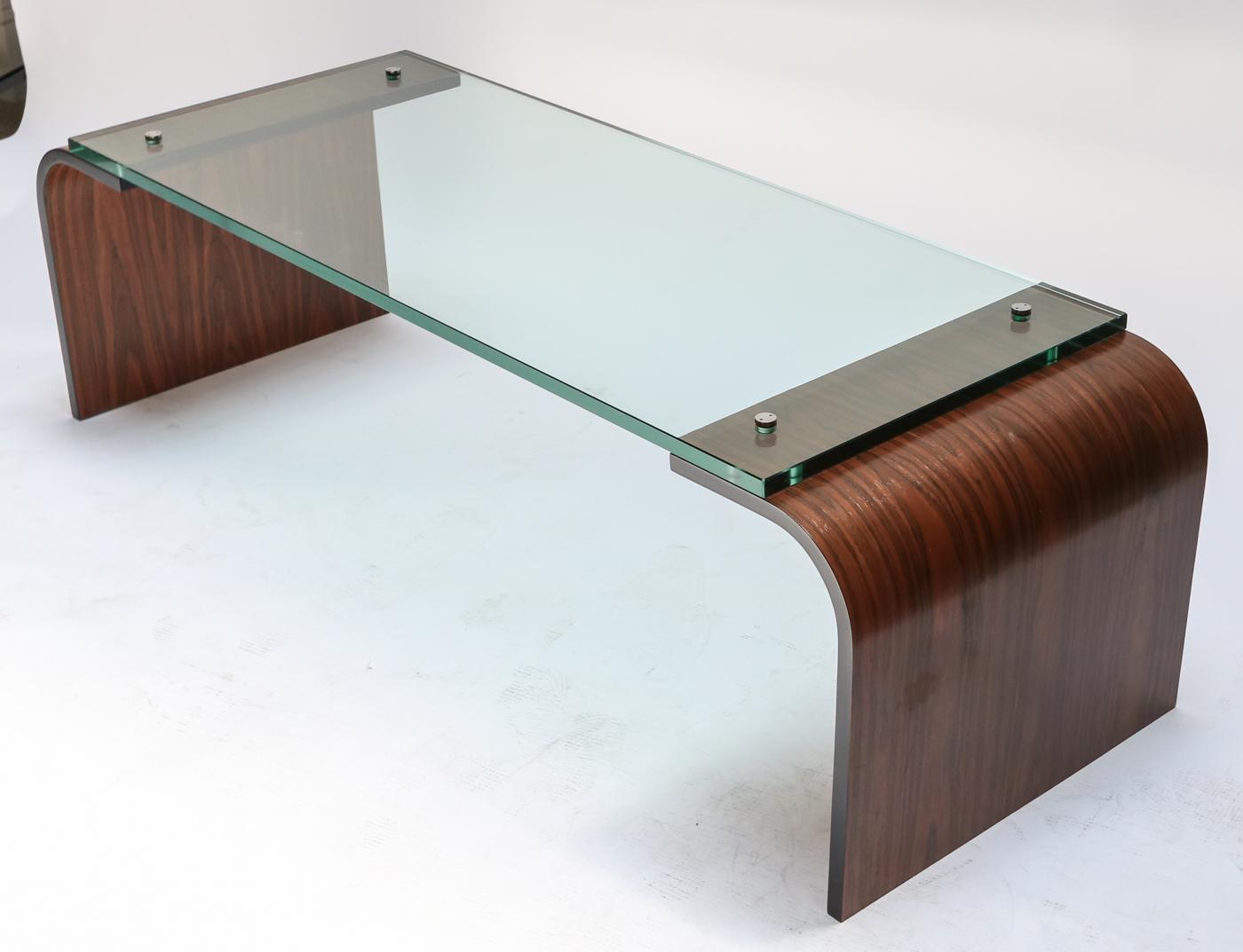 Adesso Studio - Custom Rectangular Rosewood and Glass Coffee Table