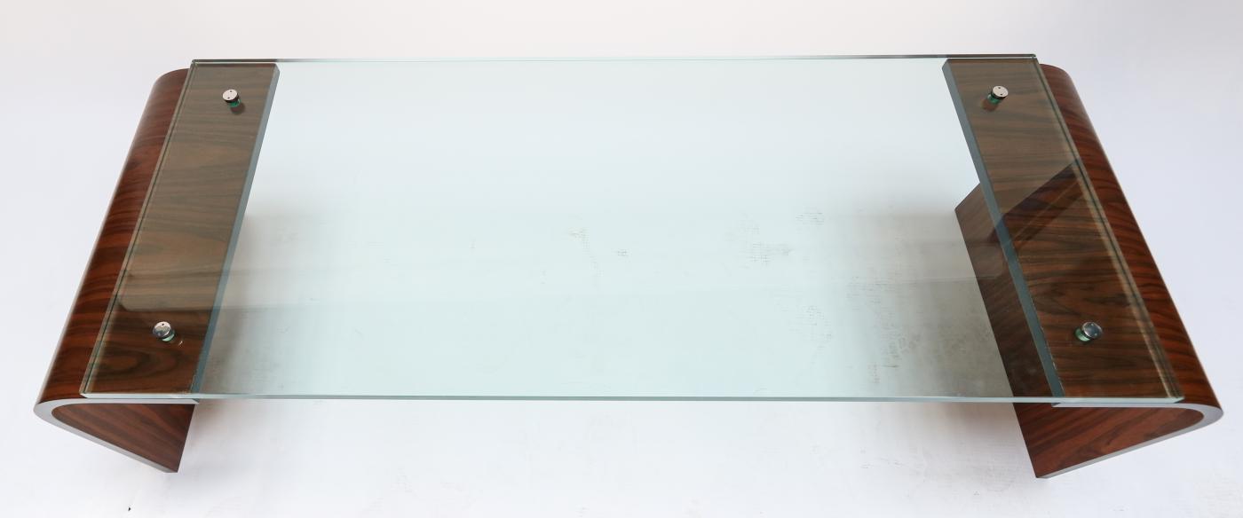 Adesso Studio - Custom Rectangular Rosewood and Glass Coffee Table