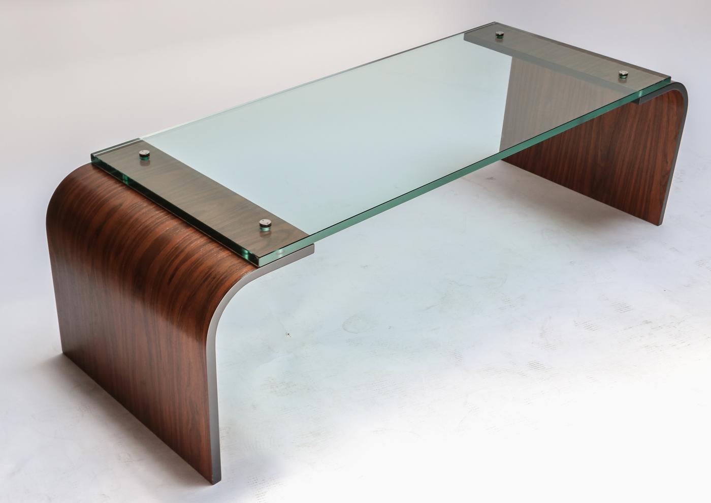 Adesso Studio - Custom Rectangular Rosewood and Glass Coffee Table