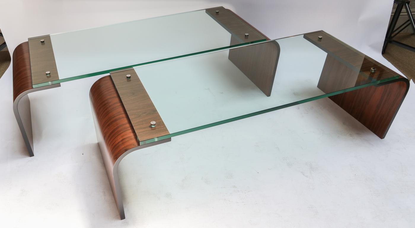 Adesso Studio - Custom Rectangular Rosewood and Glass Coffee Table