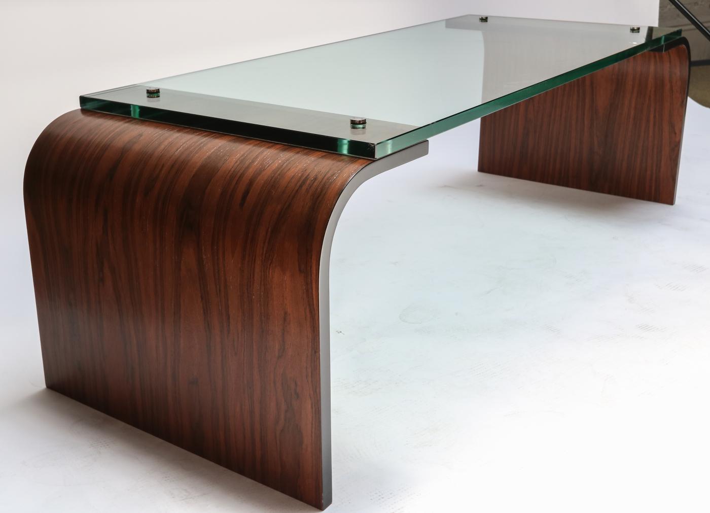 Adesso Studio - Custom Rectangular Rosewood and Glass Coffee Table