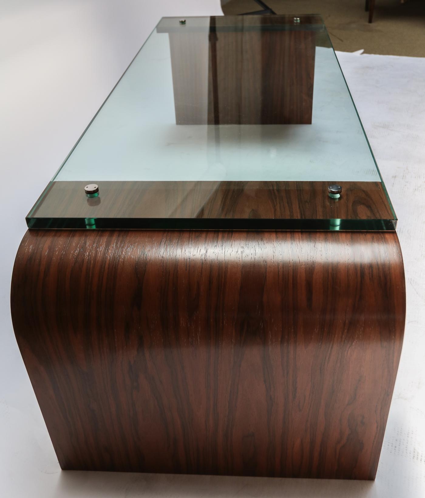 Adesso Studio - Custom Rectangular Rosewood and Glass Coffee Table