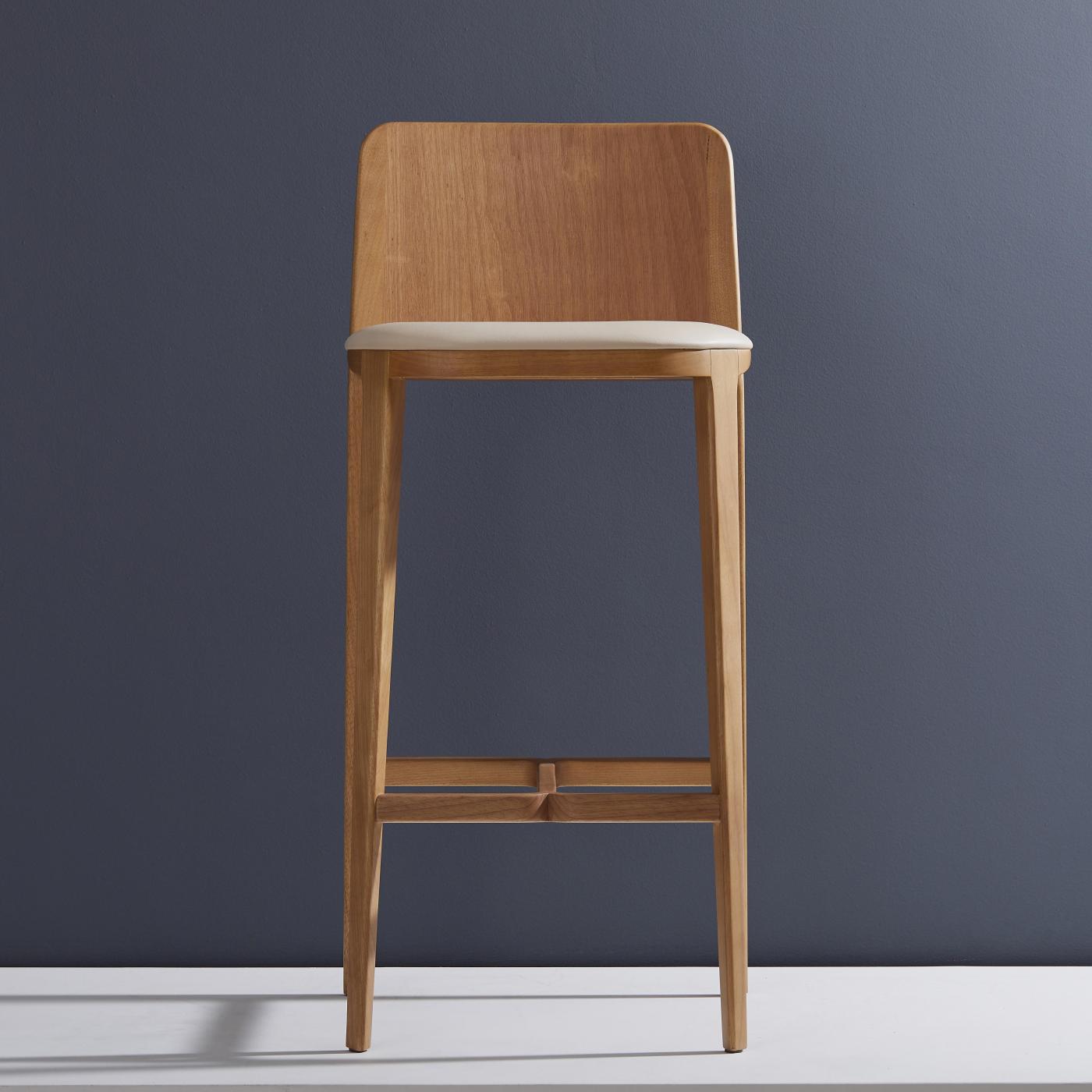 SIMONINI© - Minimal Style, Bar Stool in Solid Wood, Textiles or Leather ...