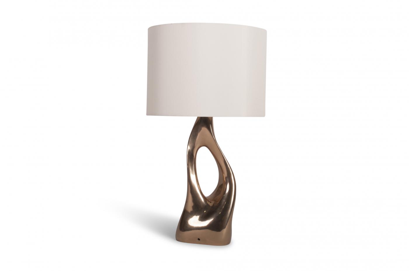 Amorph - Helix Table Lamp - Cast Bronze with Ivory Silk Shade