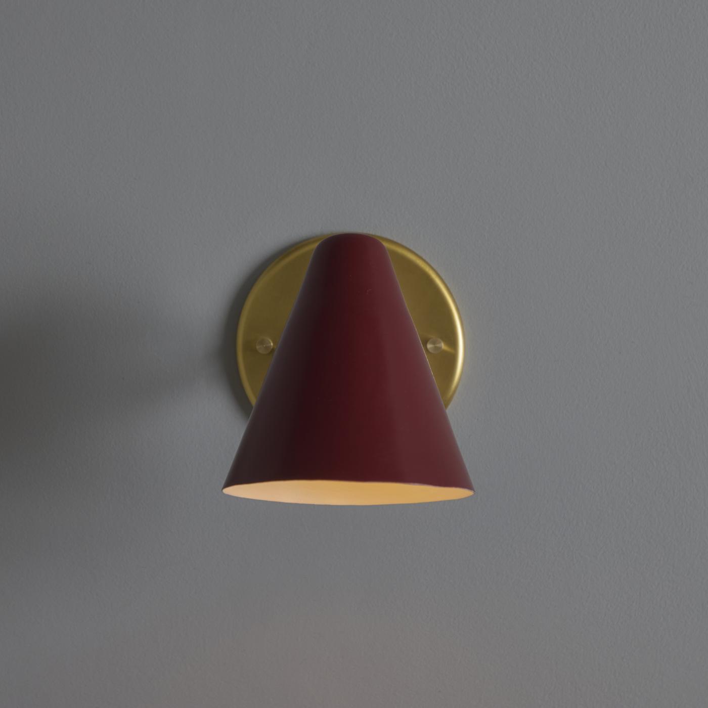 Arteluce - Pair of 1950s Conical Red Metal & Brass Sconces by Gino ...