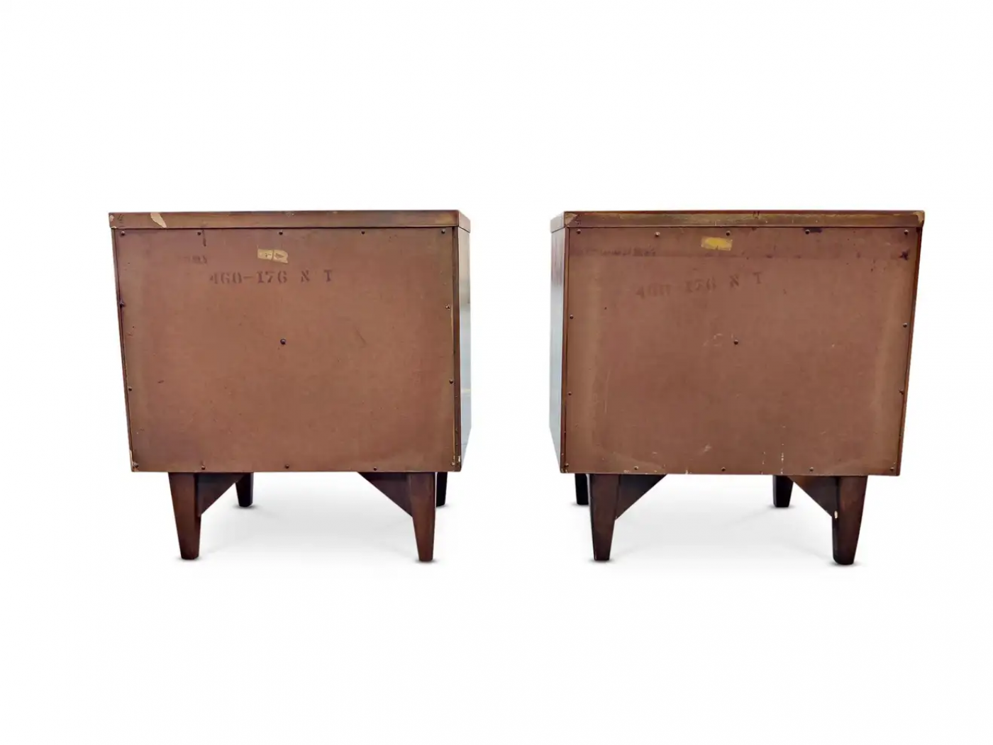 Basic Witz Furniture - Basic Witz Pair Mid-Century Walnut Olive-Burl Restored Nightstands or End ...