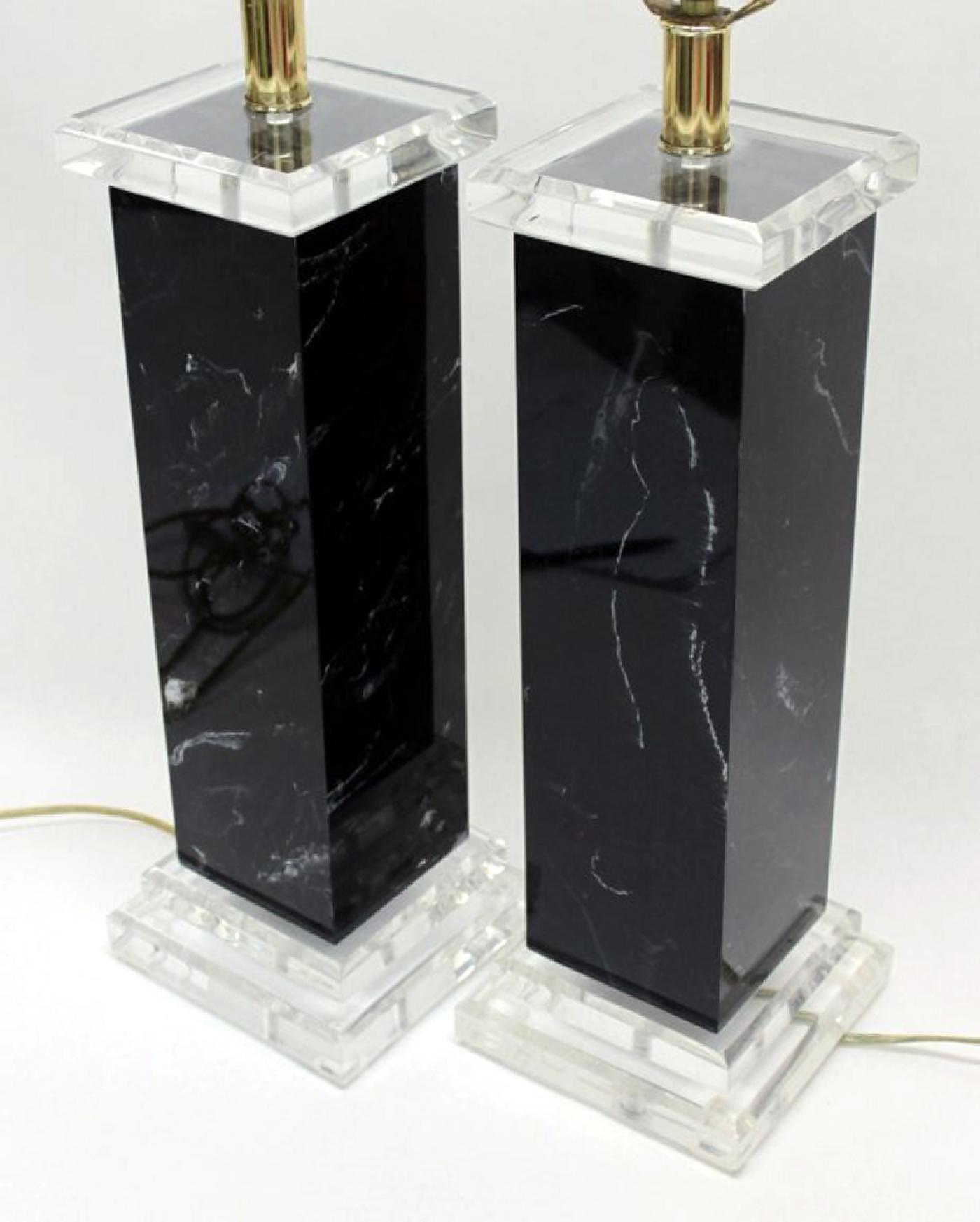 Bauer Clearlite - Pair of Vintage Lucite Table Lamps Bauer Clearlite