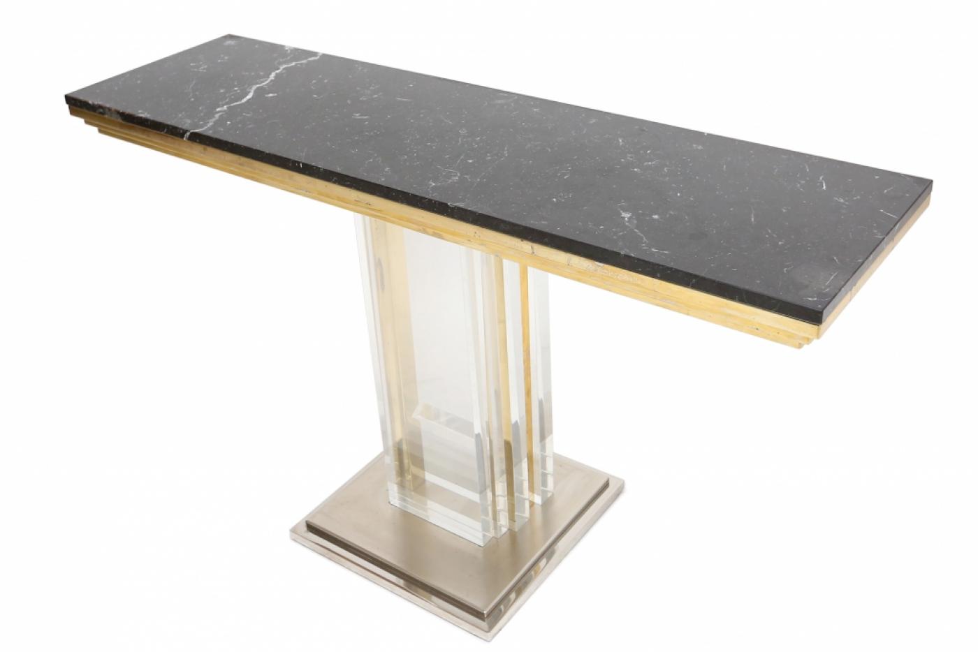 Belgo Chrome - Nero Marble and Perspex Console