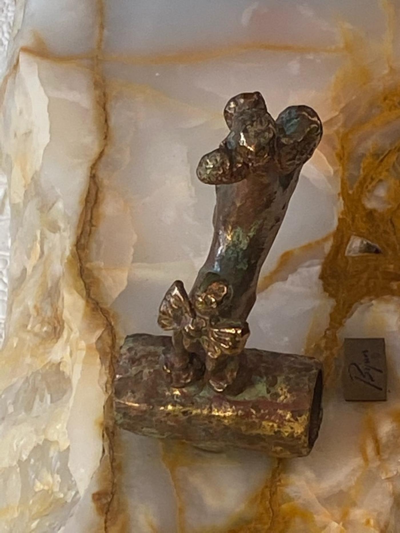 Bijan - MODERN BRONZE AND ONYX PIERROT WITH UMBRELLA AND POODLE ...