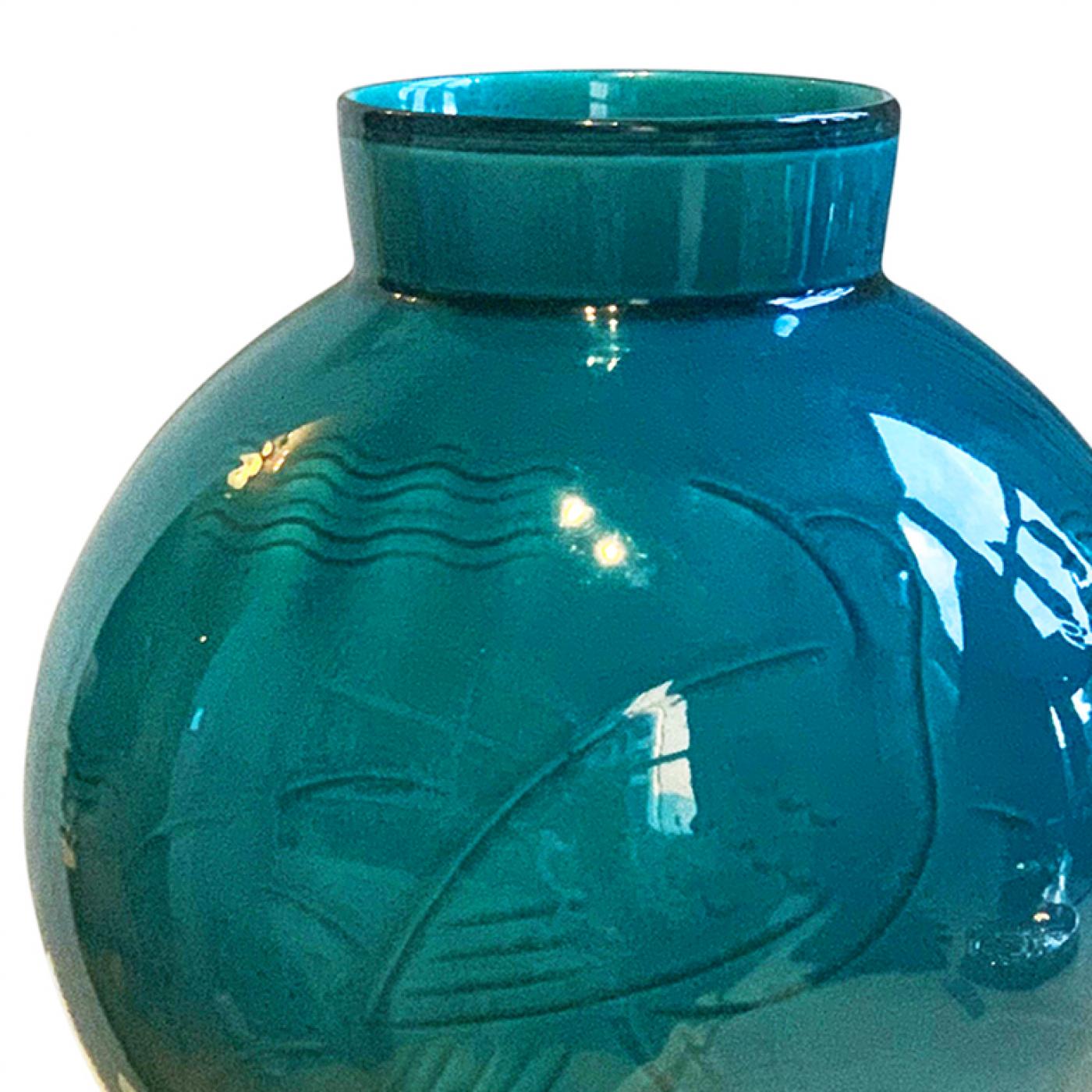Bing & Grøndahl - Art Deco Vase in Saturated Teal Glaze by Bing & Groendahl