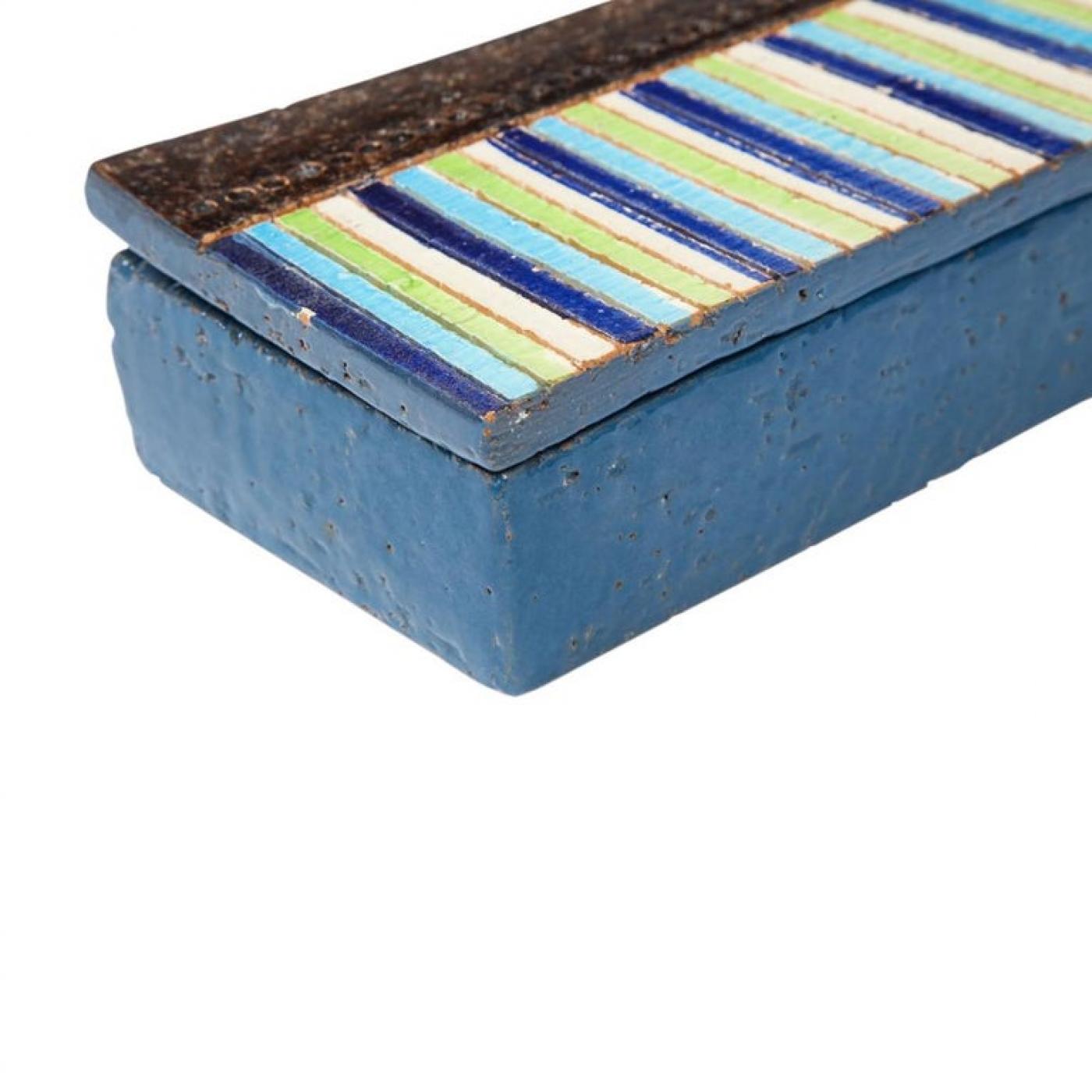 Bitossi - Bitossi Box, Ceramic, Blue, Green, White Stripes, Signed