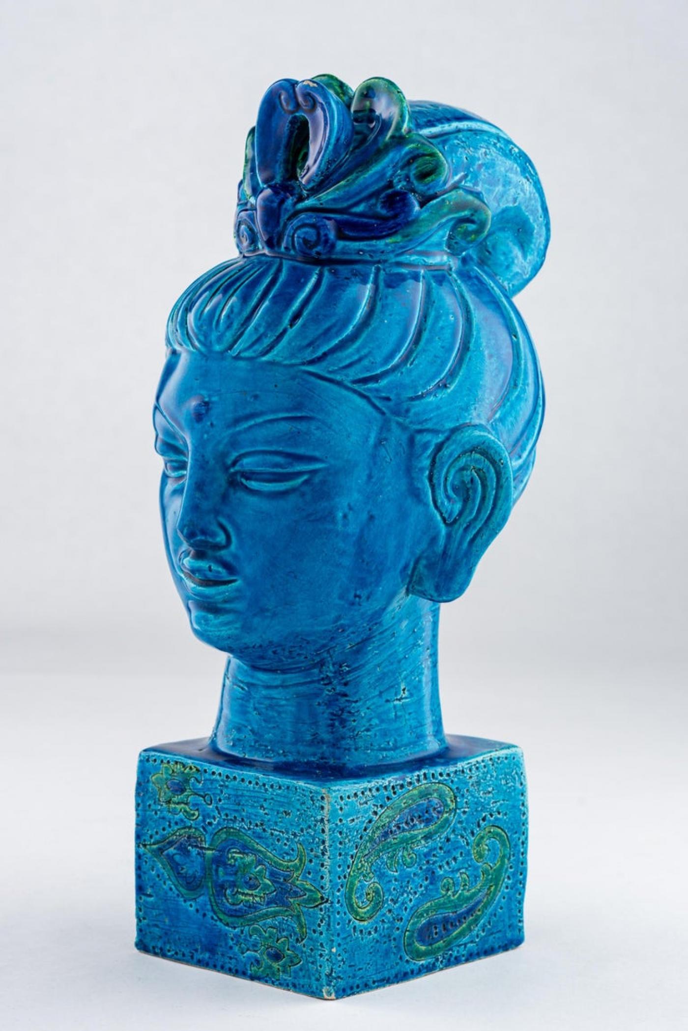 Bitossi - Bitossi Kwan Yin Buddha Coin Bank, Ceramic, Blue, Green ...
