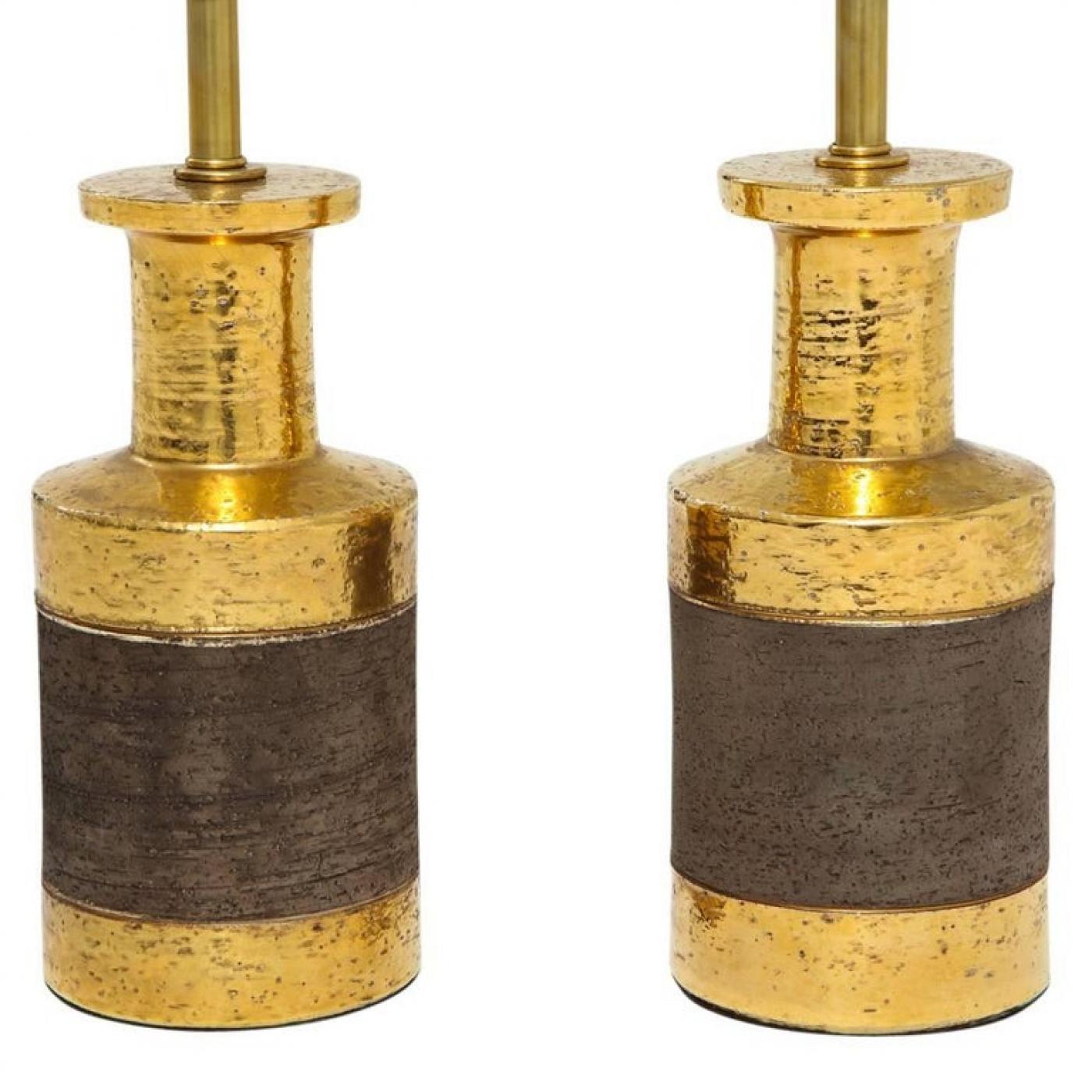 Bitossi - Bitossi for Bergboms Table Lamps, Ceramic, Metallic Gold and ...