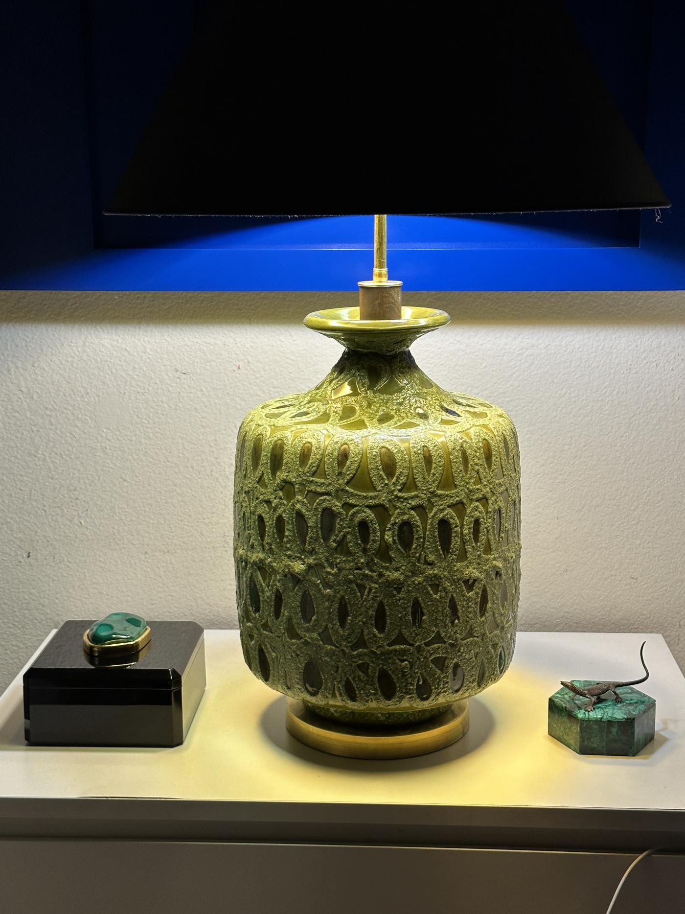 Bitossi - Pair of Green Glazed Ceramic Lamps