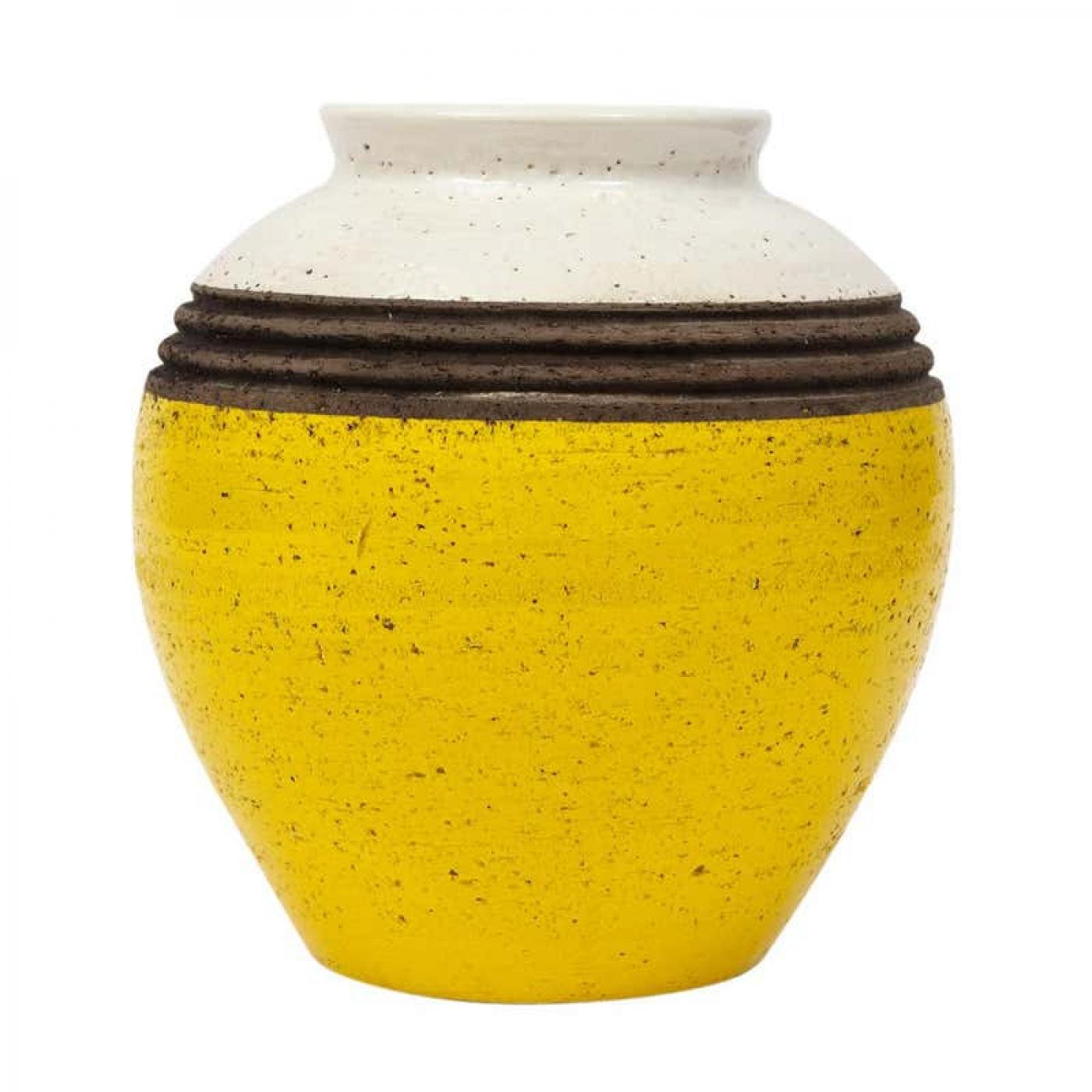 Bitossi - Rosenthal Netter Vase, Yellow, White and Brown, Signed