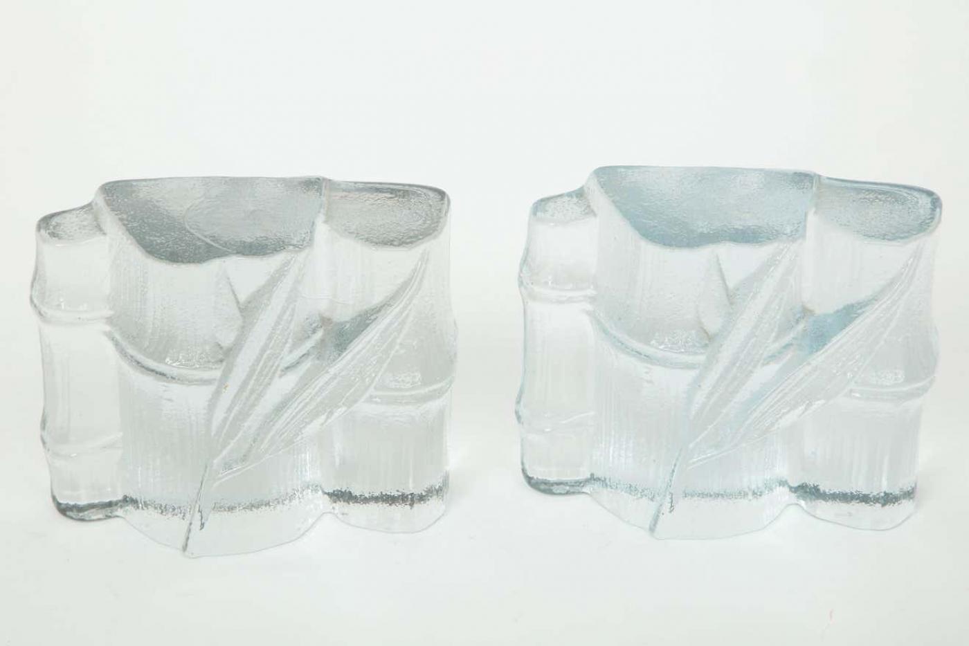 Blenko Glass Co - Blenko Stylized Bamboo Glass Bookends