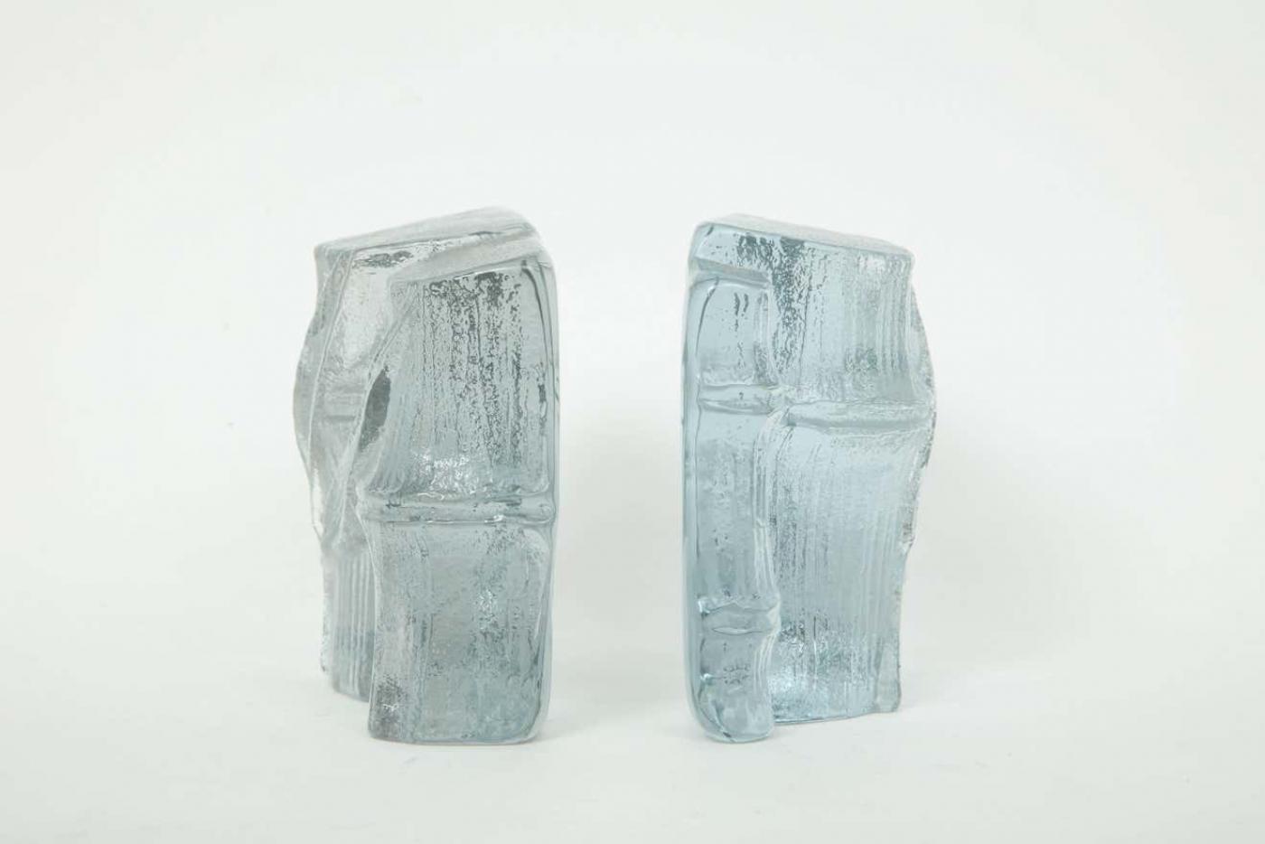 Blenko Glass Co - Blenko Stylized Bamboo Glass Bookends