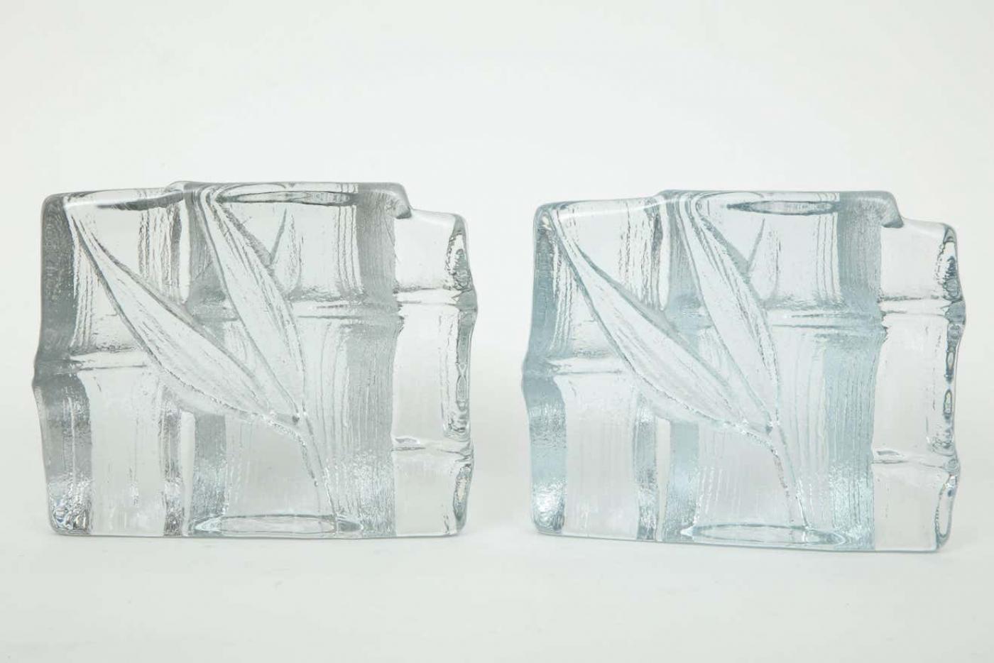 Blenko Glass Co - Blenko Stylized Bamboo Glass Bookends