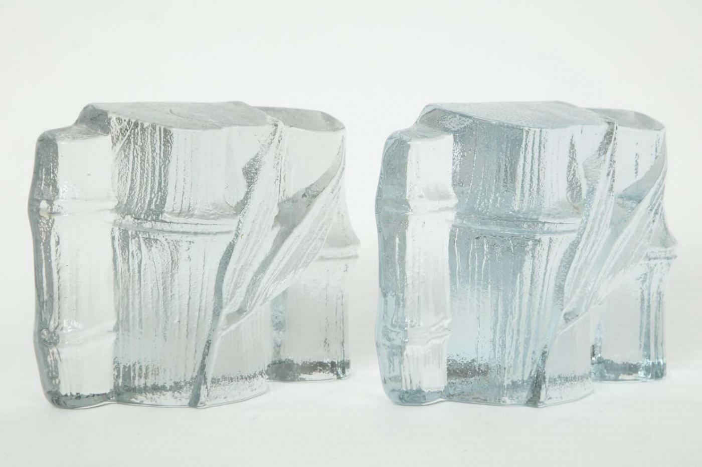 Blenko Glass Co - Blenko Stylized Bamboo Glass Bookends