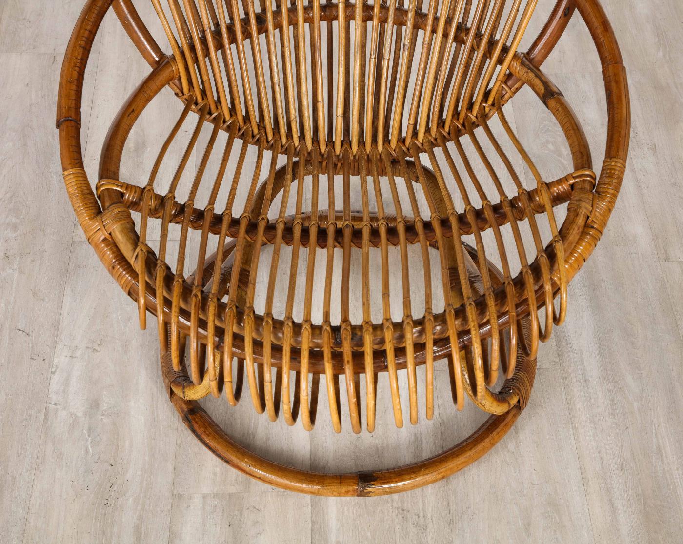 Bonacina - Italian Bonacina Bamboo and Leather Lounge Chair by Tito ...