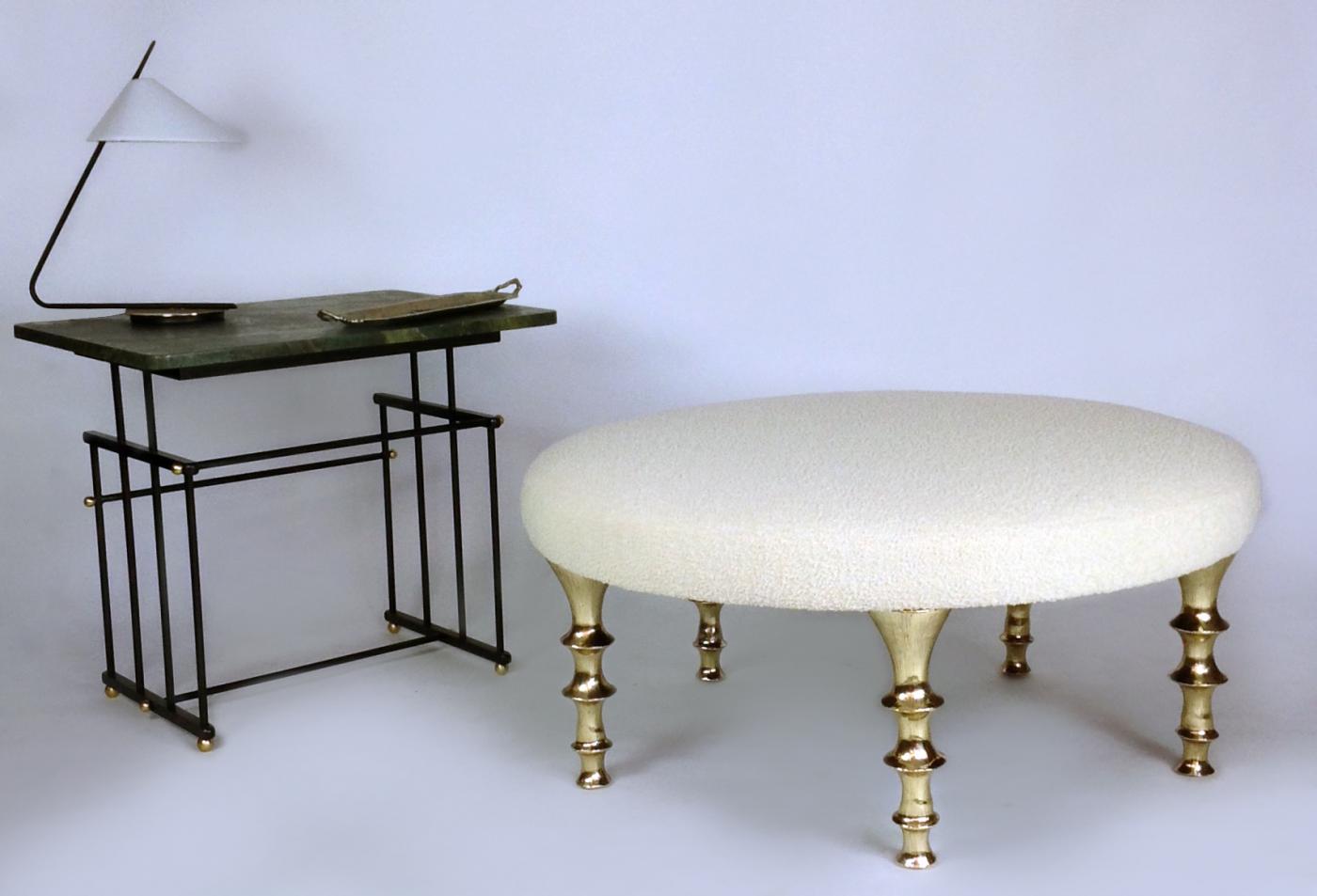 Bourgeois Boheme Atelier - St Paul Ottoman, Gold Bronze Legs