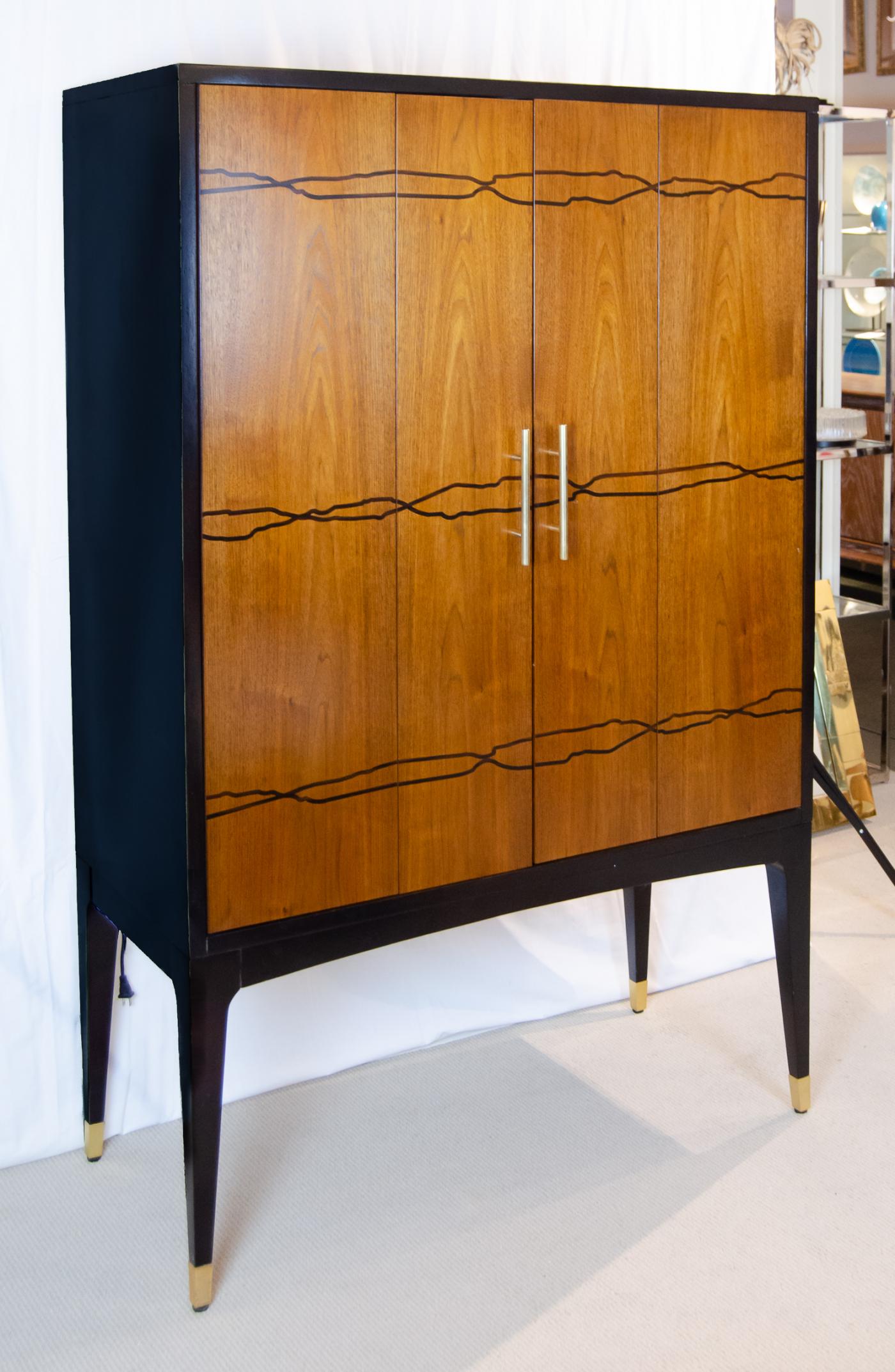 Brownstone Furniture - Inlaid Wood & Lacquer Bar Cabinet