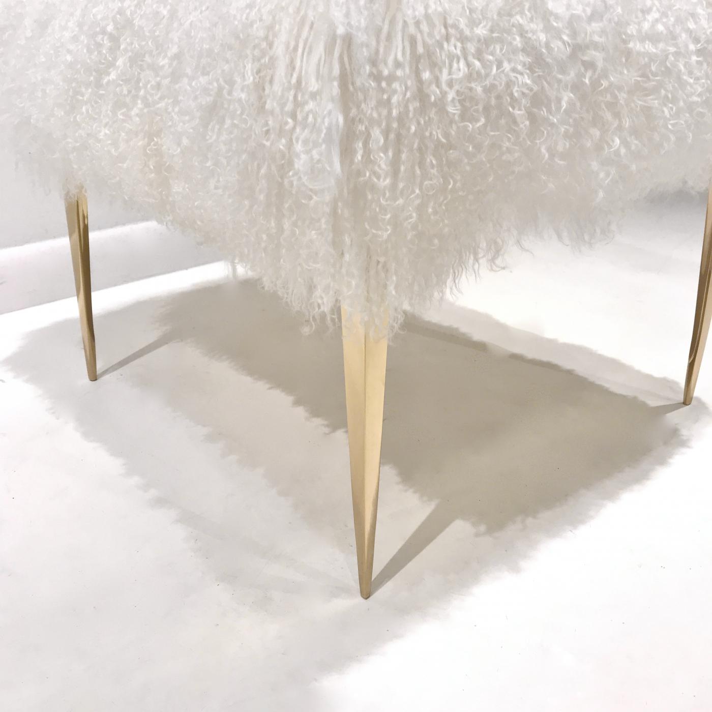 CF Modern by Irwin Feld - PAIR OF STILETTO LEG MONGOLIAN LAMB OTTOMANS