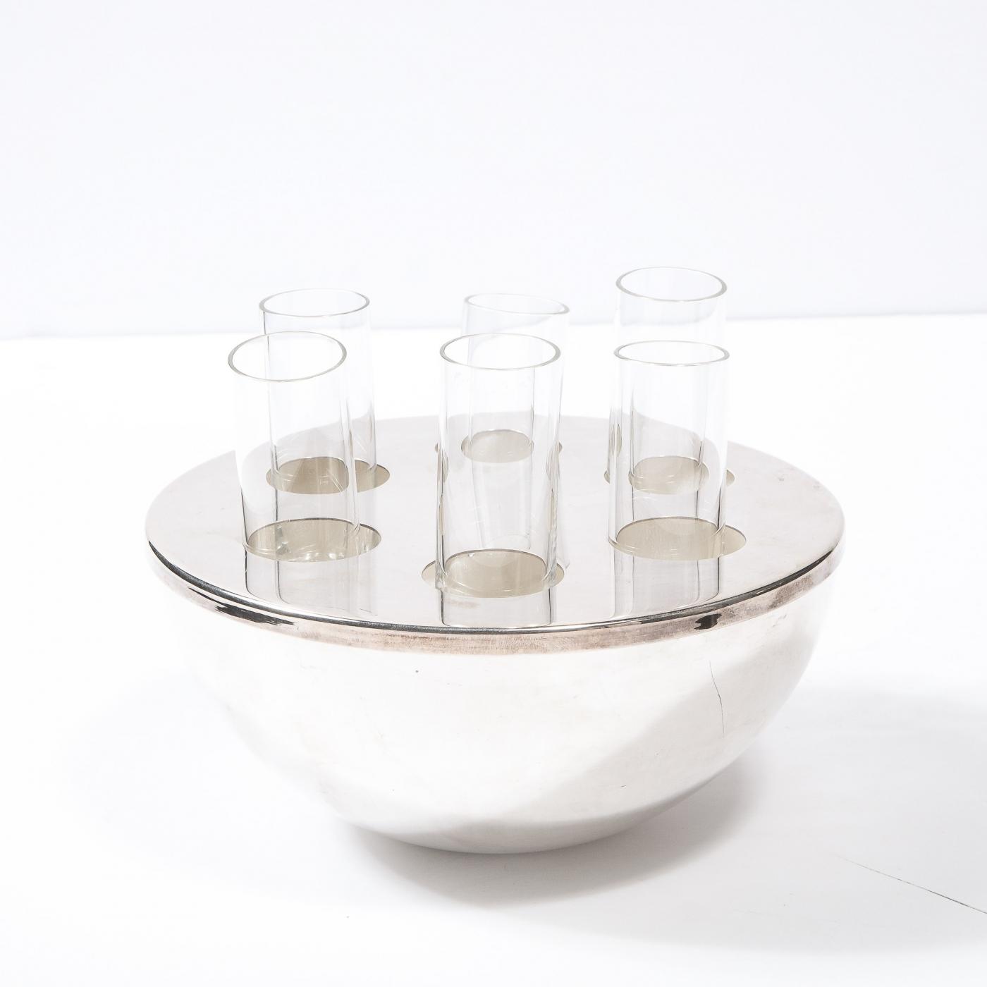 Calvin Klein - Modernist 6 Shot Glass Set w/ Silverplate Holder by ...