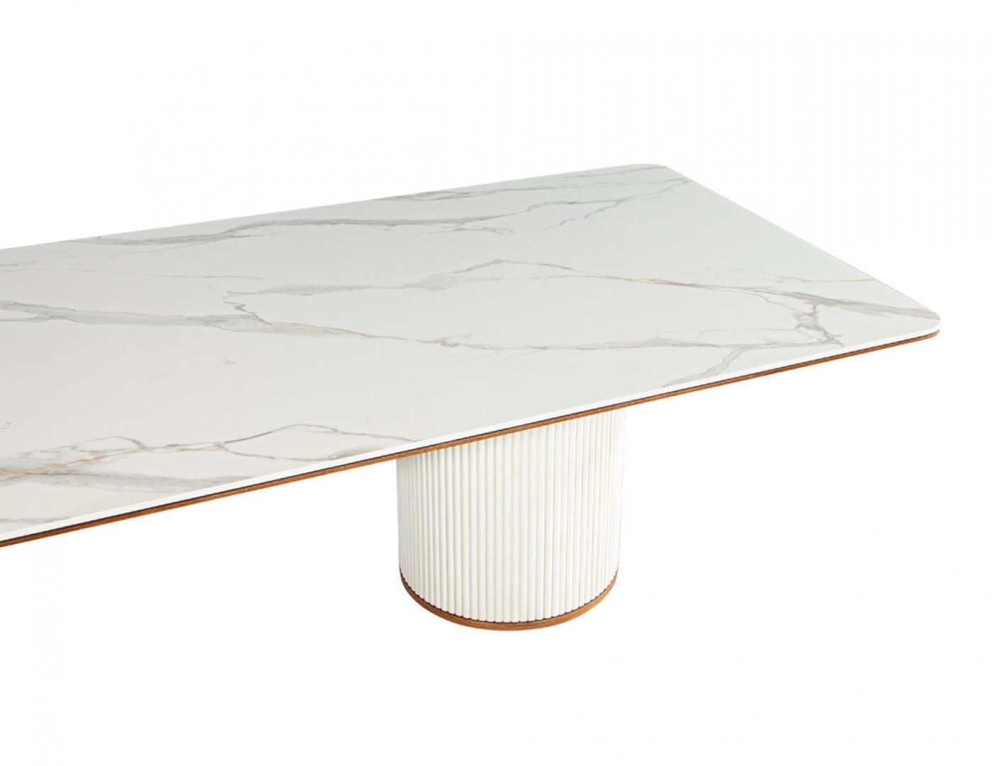 Carrocel Interiors - Custom Modern Porcelain Dining Table Tambour Pedestals