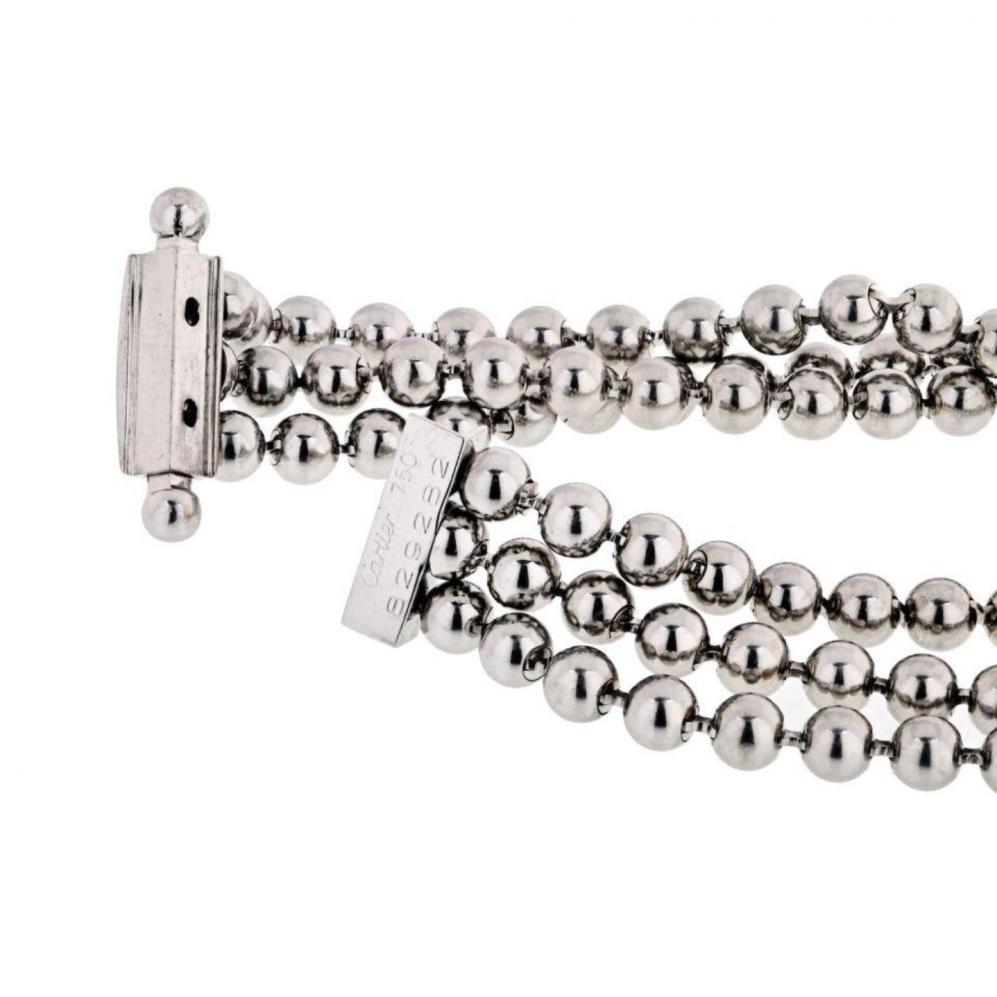 Cartier - CARTIER 18K WHITE GOLD PERLES DE DIAMANTS THREE STRAND ...